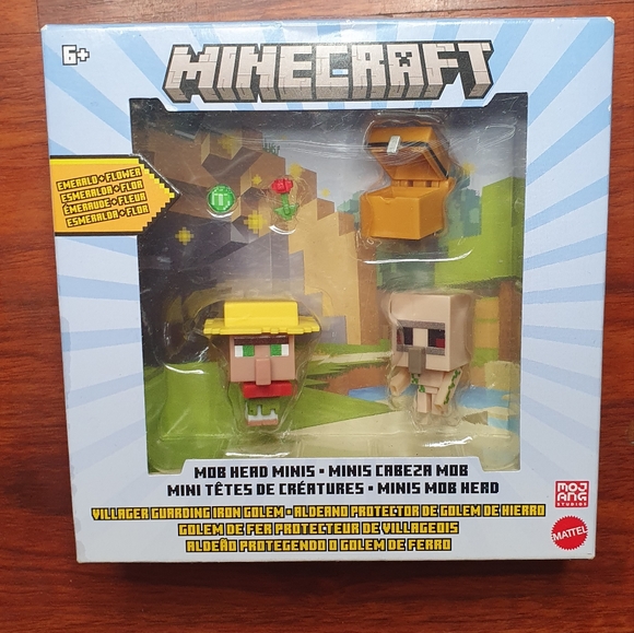 Minecraft | Toys | Minecraft Mob Head Minis Villager Guarding Iron ...